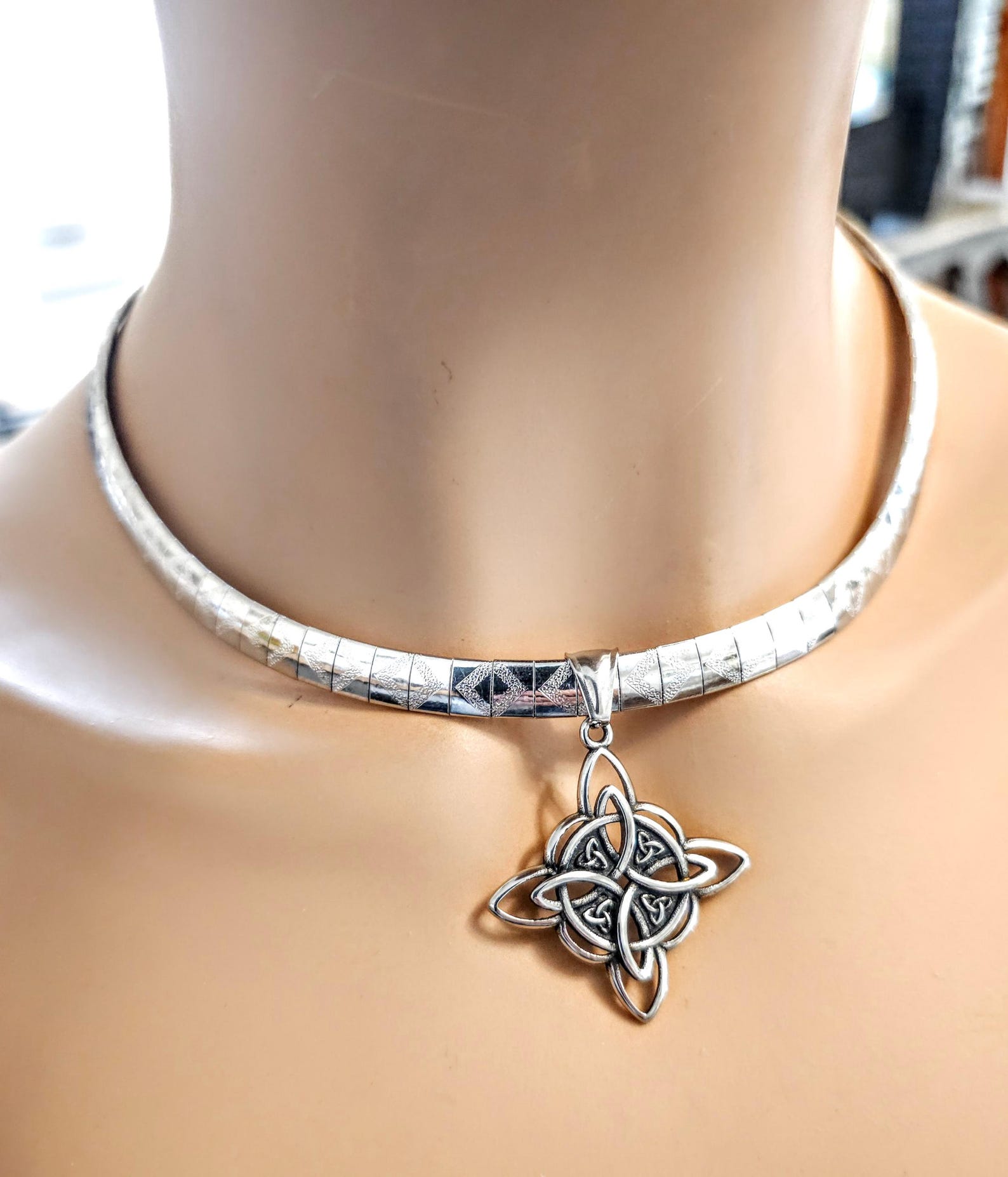 Silver Witch Knot Choker: Celtic Protection Amulet Necklace - Etsy