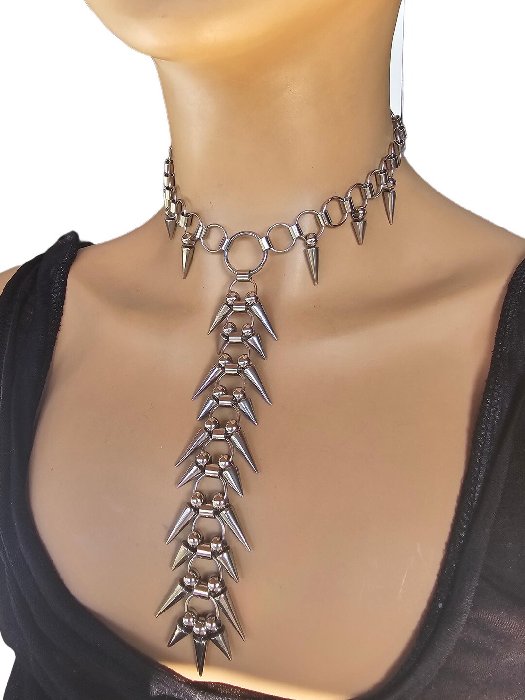 Spike Vertebrae Choker: Gothic Punk Goth Steel Chainmail Necklace - Etsy