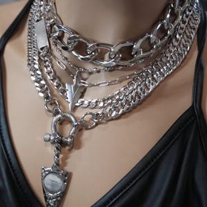 Layered Multi Strand Chunky Chain Gothic Choker Collar Necklace Set - Non Tarnish Waterproof ...