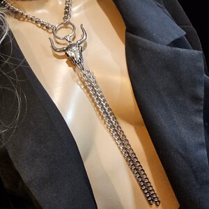 Longhorn Bull Bolero Stainless Steel Necklace - Western Jewelry, Goth ...