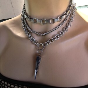 Layered Multi Strand Chunky Chain Gothic Choker Collar Necklace Set Non Tarnish Waterproof ...