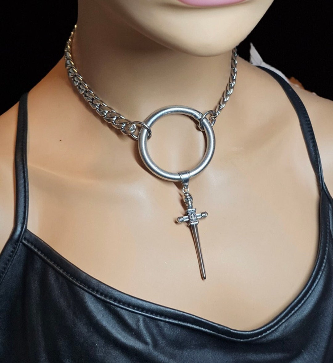 Steel Gothic Punk Day Collar Choker With Sword Handmade Jewelry Goth ...