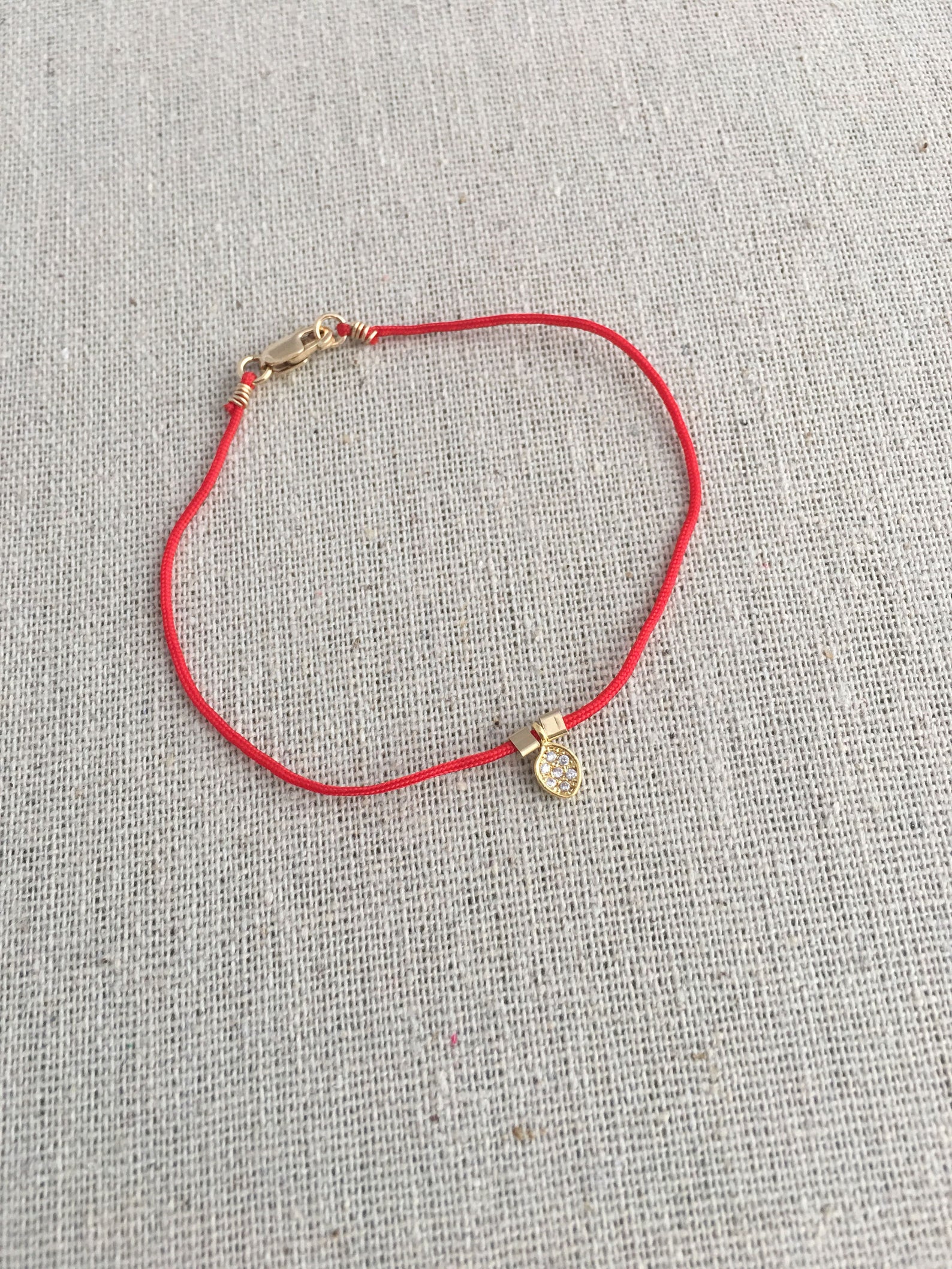 Chic Red String With Gold Leaf Accent Bracelet - Etsy