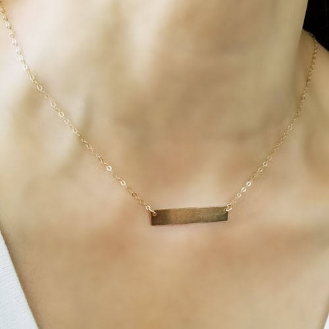 Gold Filled Rectangle Bar Necklace - Elegant Modern Jewelry - Etsy