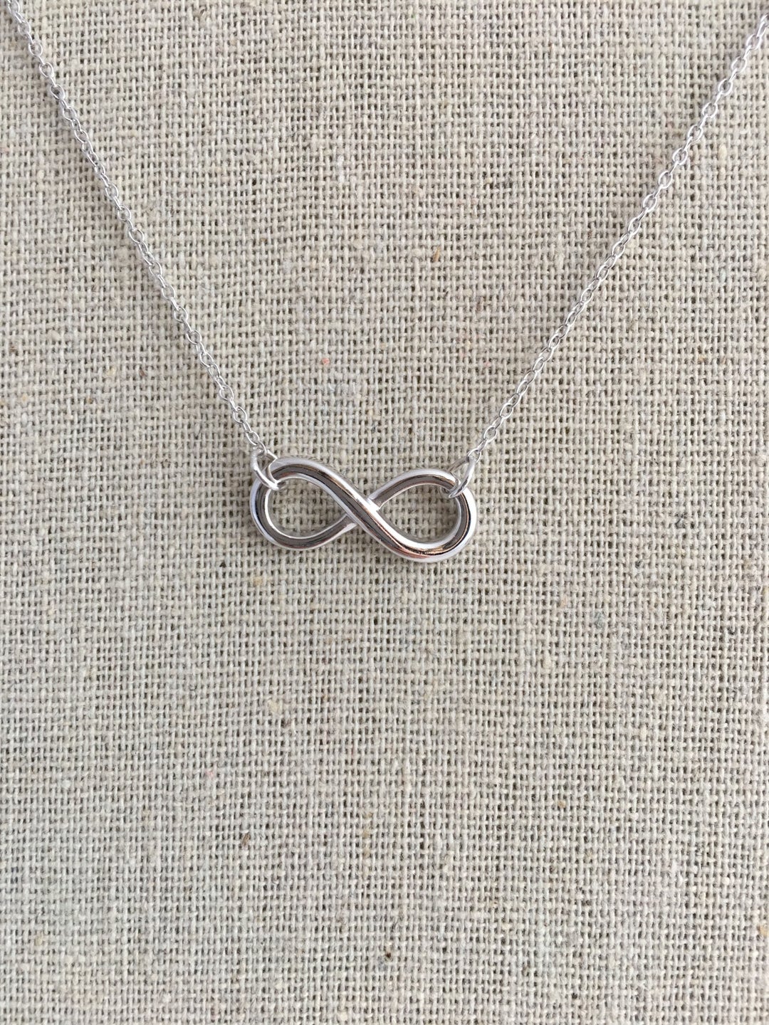 Sterling Silver Infinite Infinity Charm Necklace Dainty Everyday ...