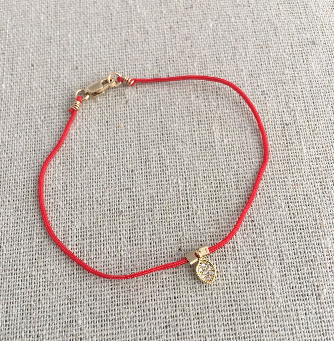Chic Red String With Gold Leaf Accent Bracelet - Etsy