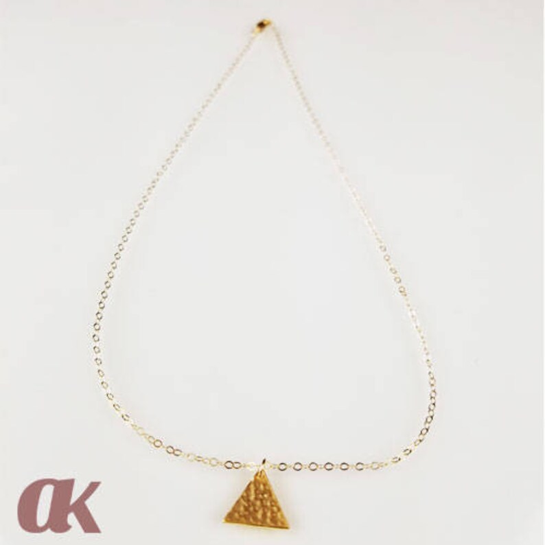 Triangle Pyramid Brushed Finished Hammered Matte Pendant Gold | Etsy
