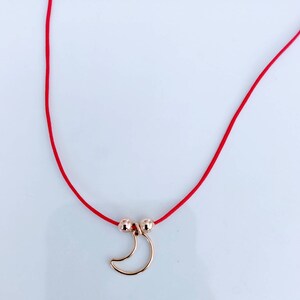 Red String Choker With Open Crescent Moon Charm Necklace Made With Gold ...