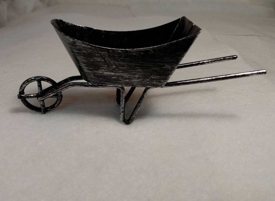 Wheelbarrow, Metal Wheelbarrow, Miniature Wheelbarrow, Dollhouse ...