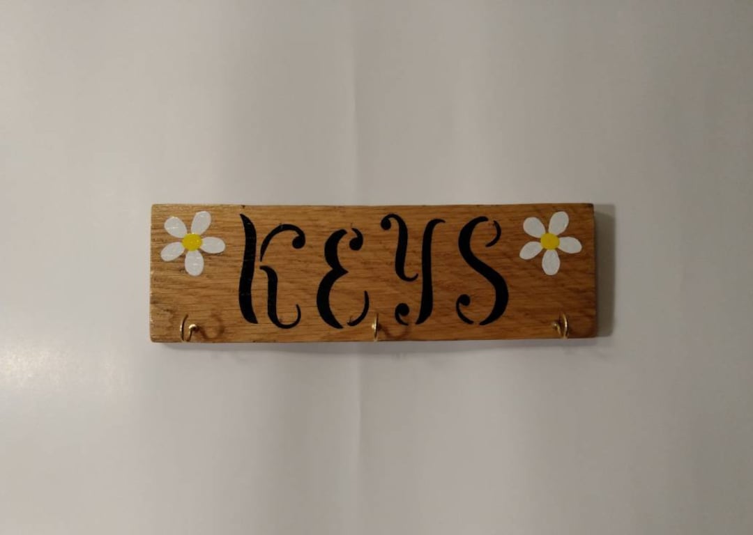 Hanging Key Sign, Signs for Keys, Wooden Key Holder, Keys, Painted ...