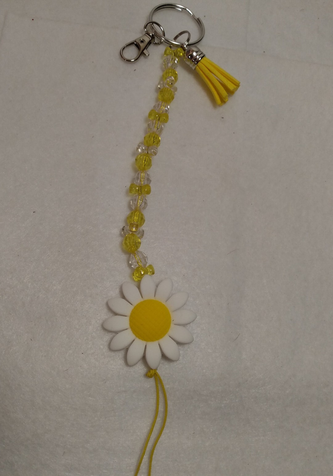 Keychains, Beaded Keychains, Yellow Keychains, Daisy Keychains, Bright ...