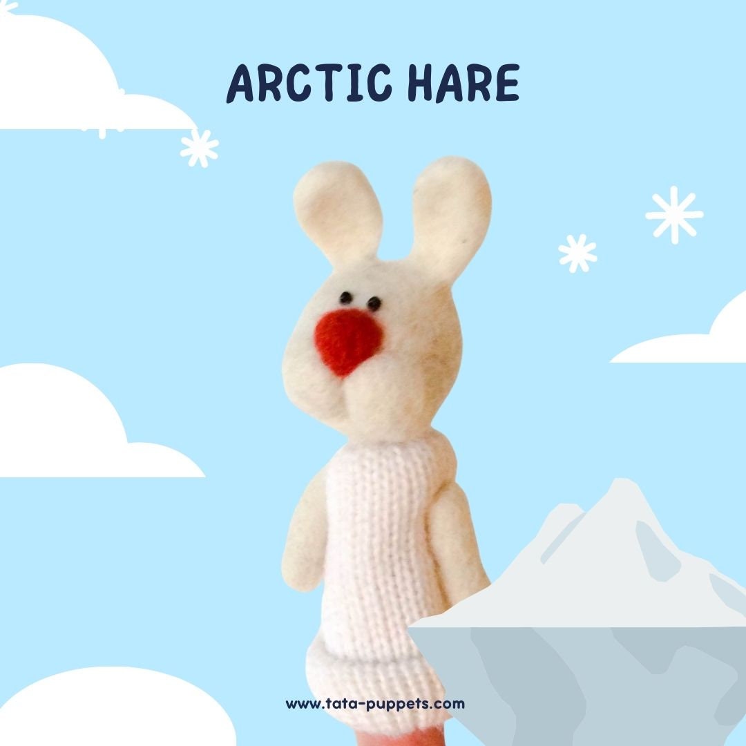 Finger Wool Puppet Arctic Hare white Bunny - Etsy
