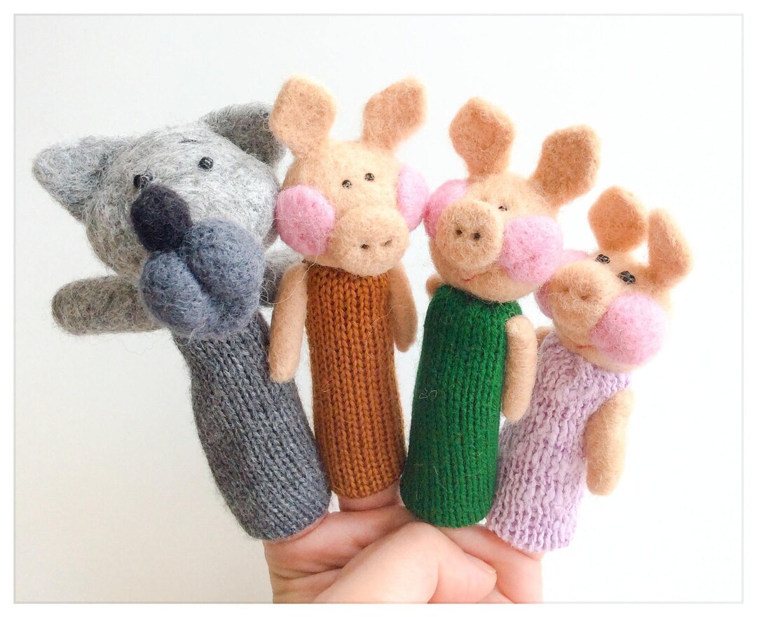Three Little Pigs Wool Finger Puppets. - Etsy