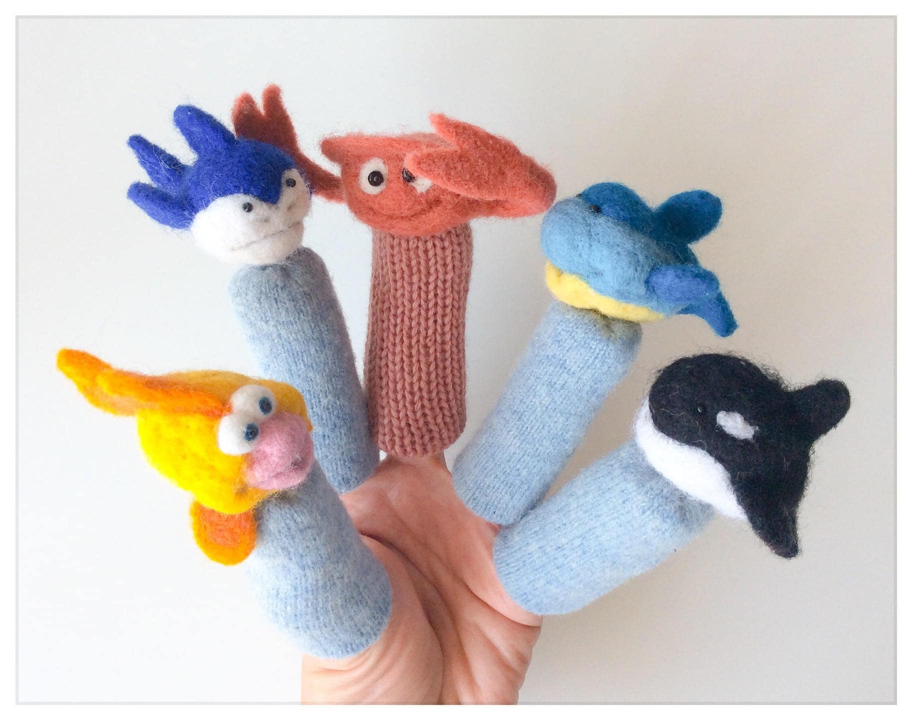Animals of the Seas and Oceans Wool Finger Puppets. - Etsy