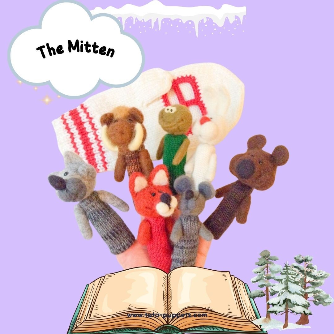 Finger Wool Puppet Set "the Mitten" - 7 Wool Hand Made Puppets. - Etsy