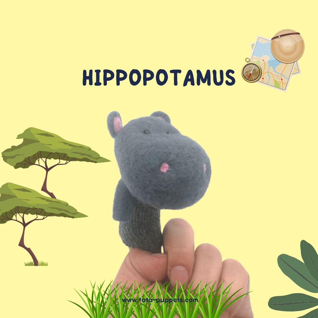 Finger Wool Puppet Hippopotamus - Safari Animals Collection - Etsy