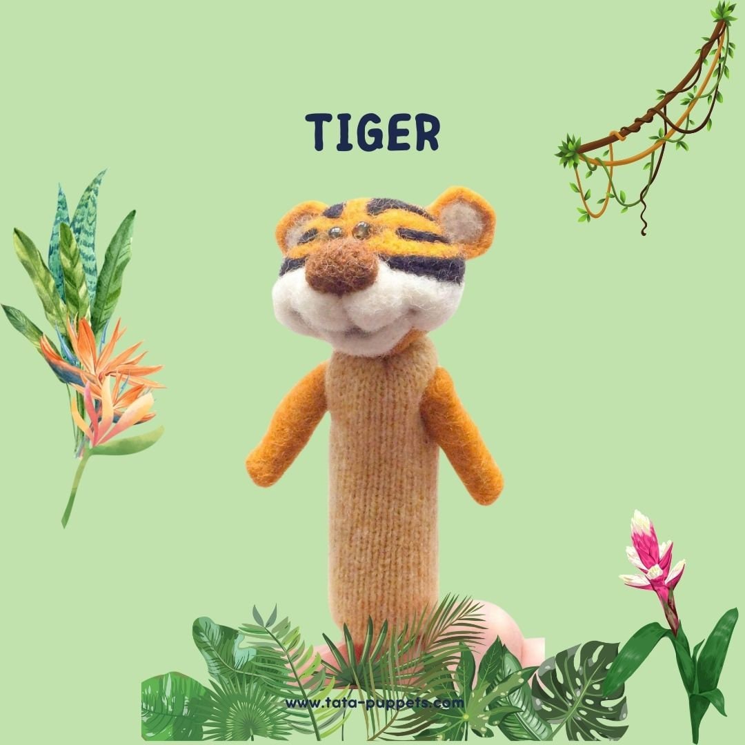 Handcrafted Wool Finger Puppet - Tiger - Jungle Animals Collection - Etsy