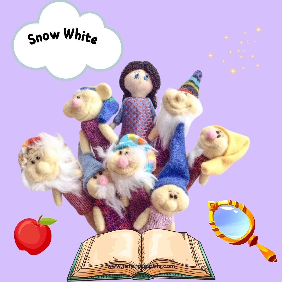 Snow White & the Seven Dwarfs – Handmade Felted Wool Finger Puppets Set ...