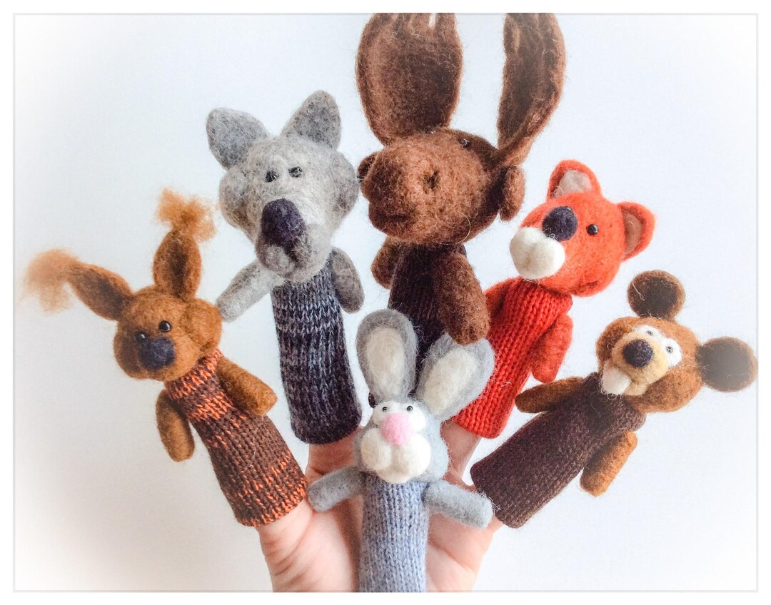 Forest Animals 6 Finger Wool Puppets. - Etsy