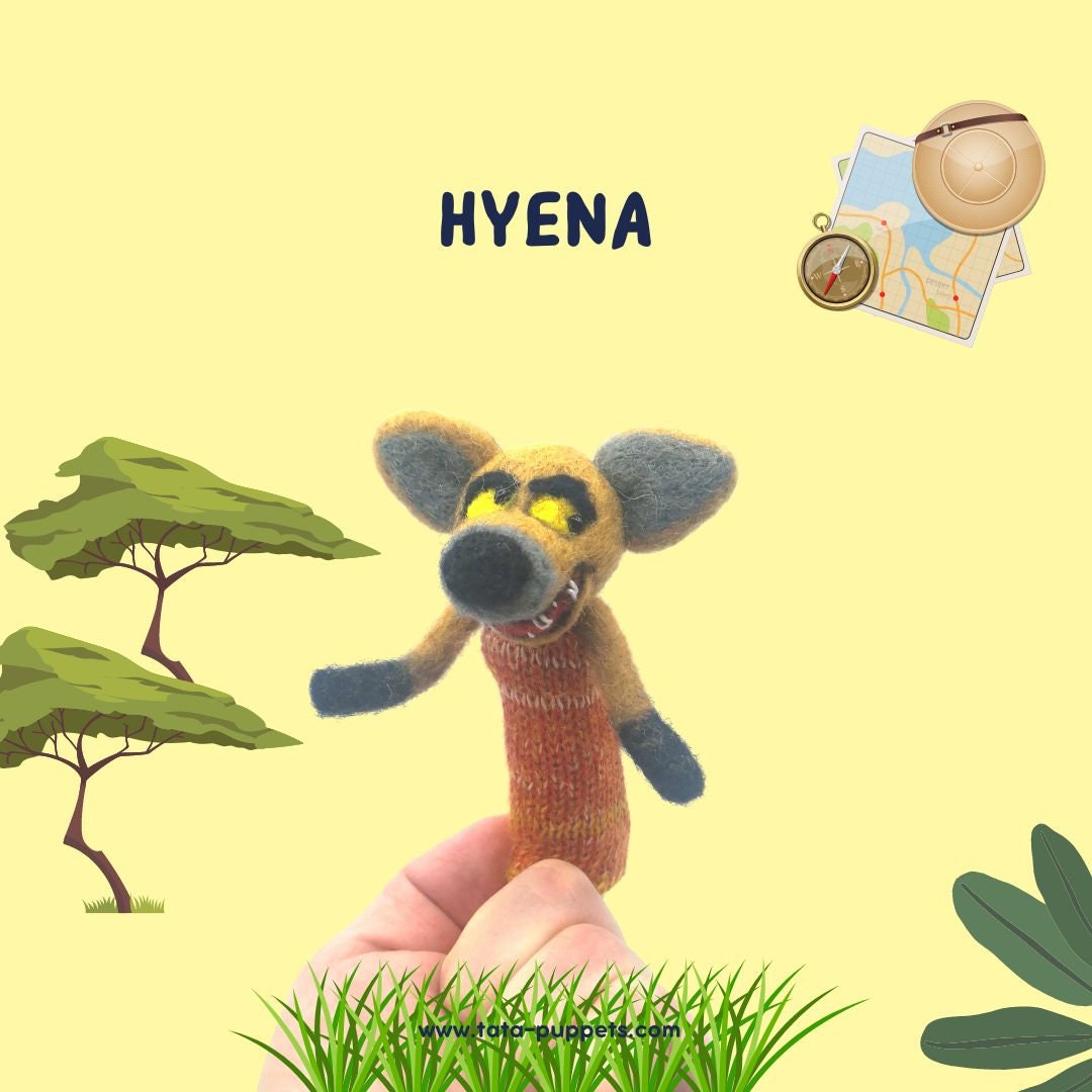 Hyena Finger Wool Puppet Safari Collection - Etsy