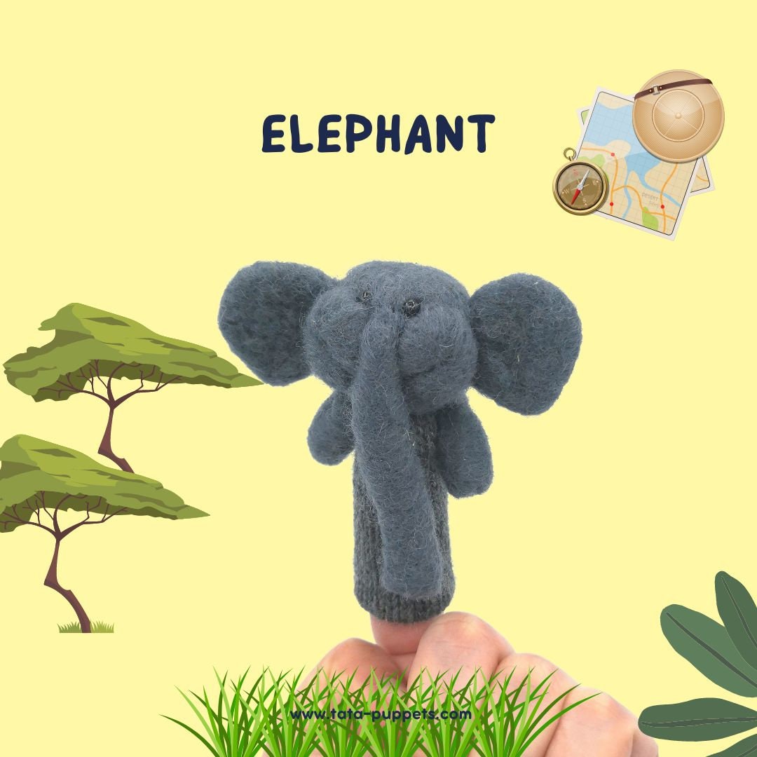 Finger Wool Puppet Elephant - Safari Collection - Etsy