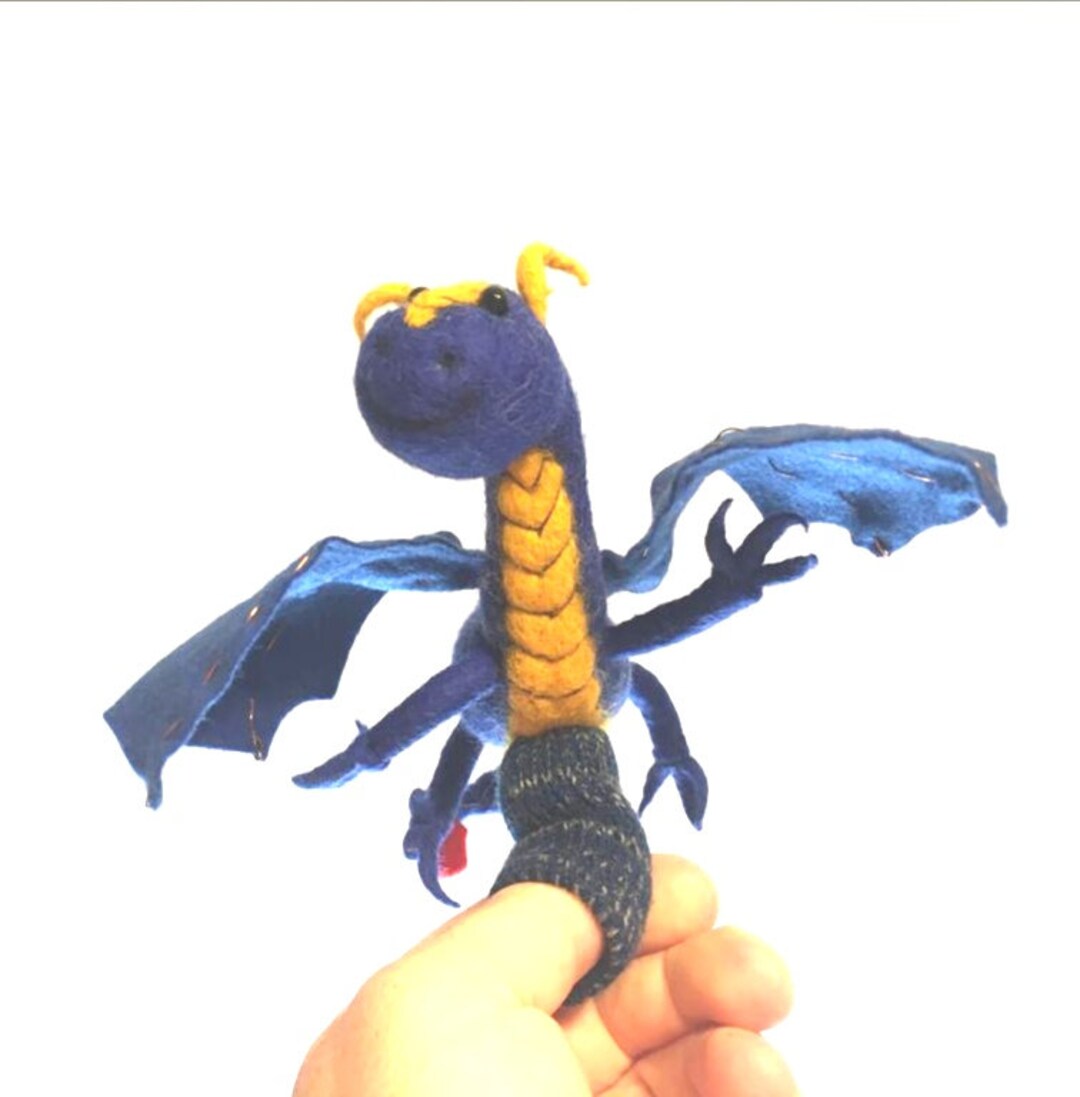 Finger Wool Puppet Blue Dragon. - Etsy