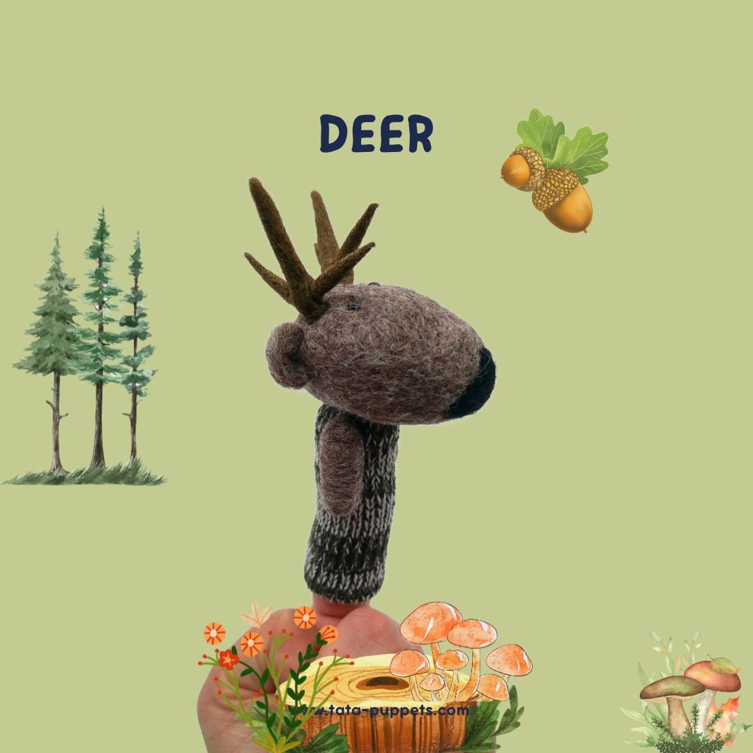 Finger Wool Puppet the Forest Deer - Etsy