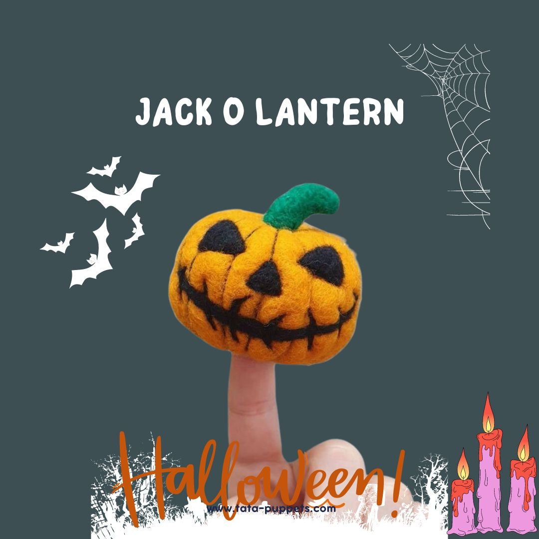Finger Wool Puppet: the Halloween Pumpkin Jack-o'-lantern - Etsy