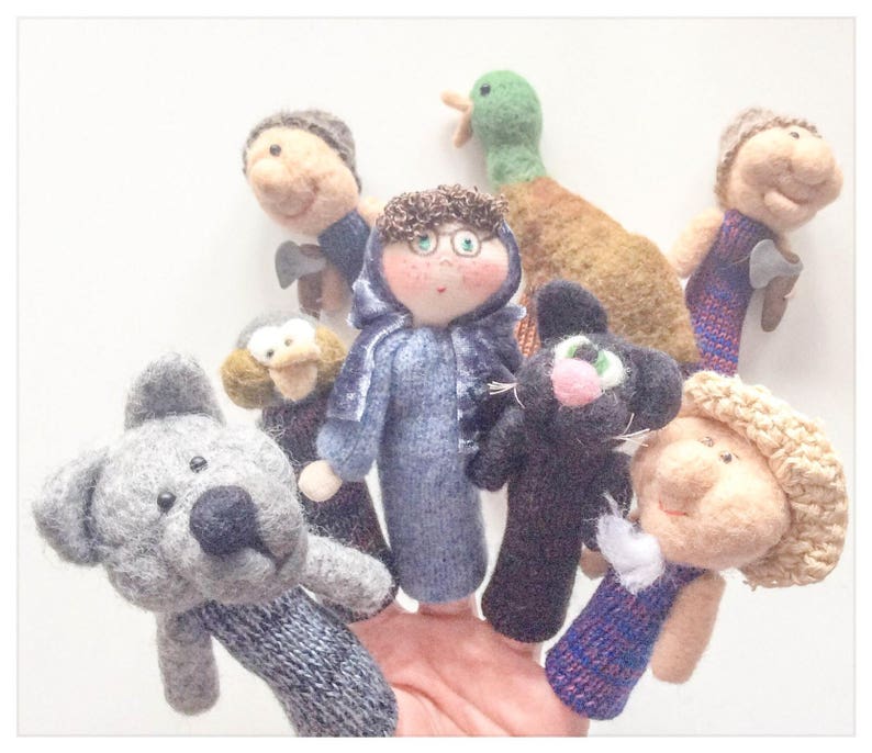 Felted Finger Puppets, Knitted Fabric "peter and the Wolf" - Etsy