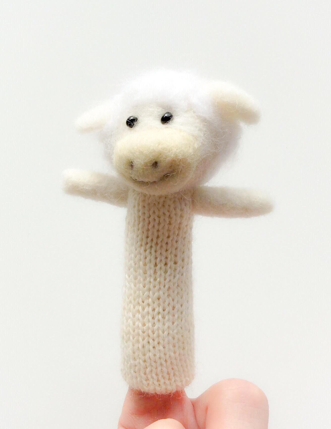 White Sheep Finger Wool Puppet. - Etsy
