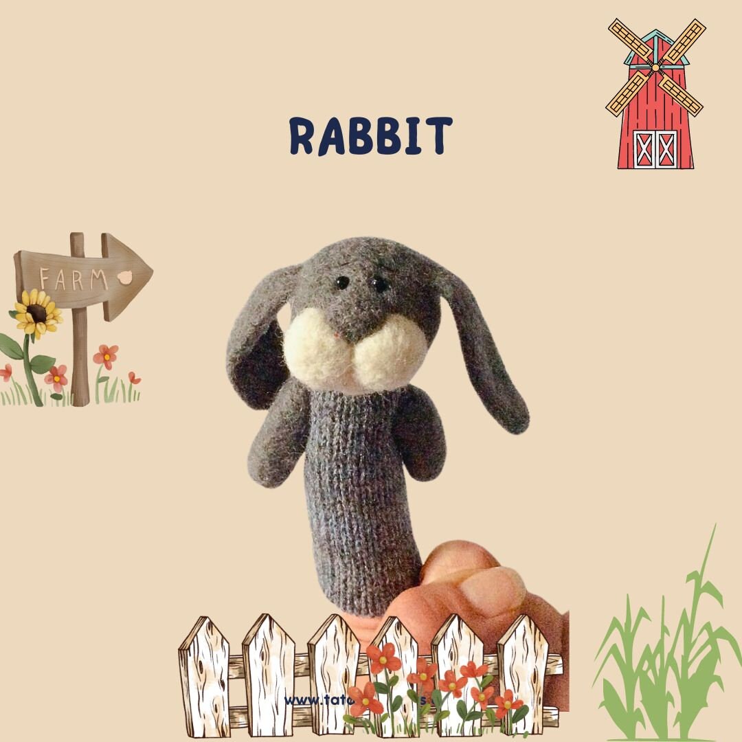Rabbit Bunny Gray Finger Wool Puppet - Etsy