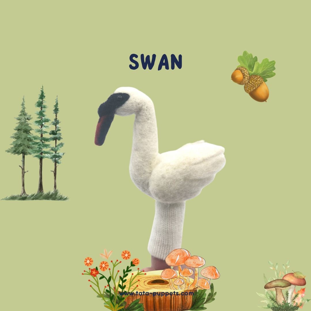 Finger Wool Puppet Swan - Etsy