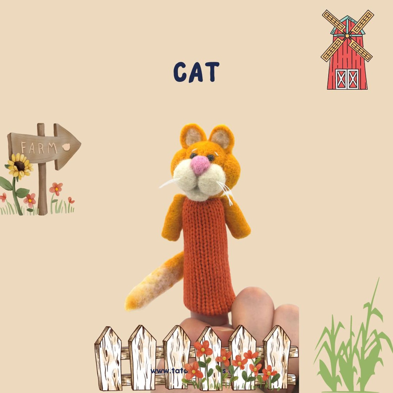 Little Cat Finger Wool Puppet - Etsy