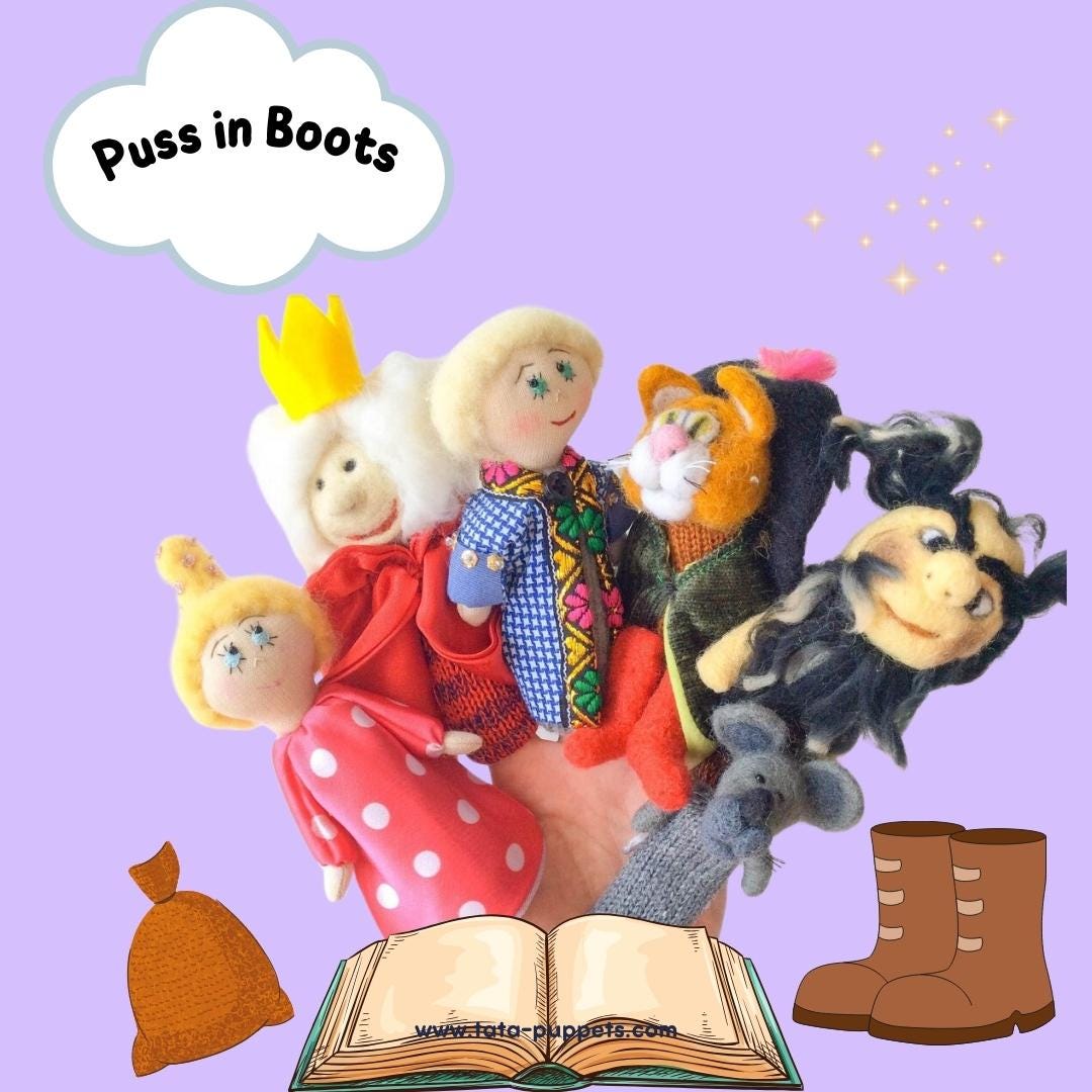 Puss in Boots – Handmade Felted Wool Finger Puppets Set - Etsy