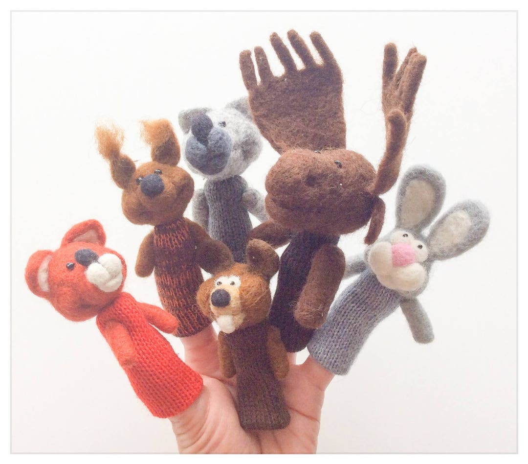 Forest Animals - 6 Finger Wool Puppets. - Etsy