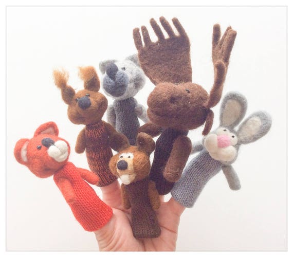 Forest Animals 6 Finger Wool Puppets. | Etsy