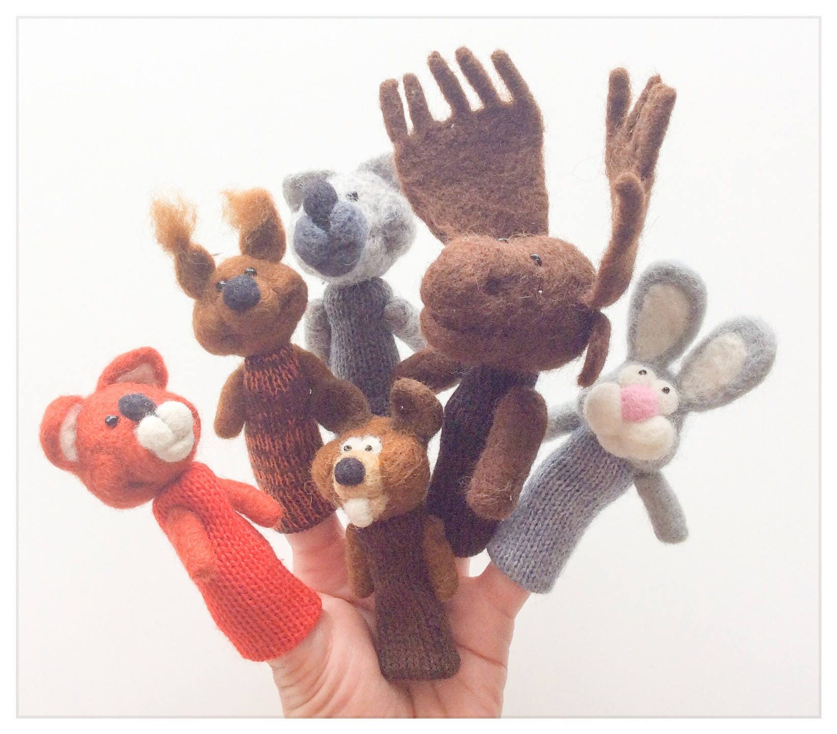Forest Animals 6 Finger Wool Puppets. - Etsy