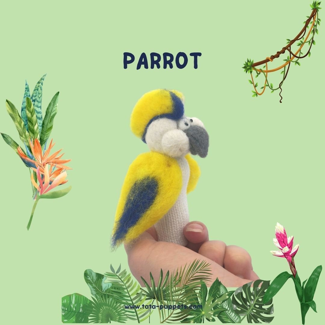 Wool Finger Puppet Parrot - Etsy