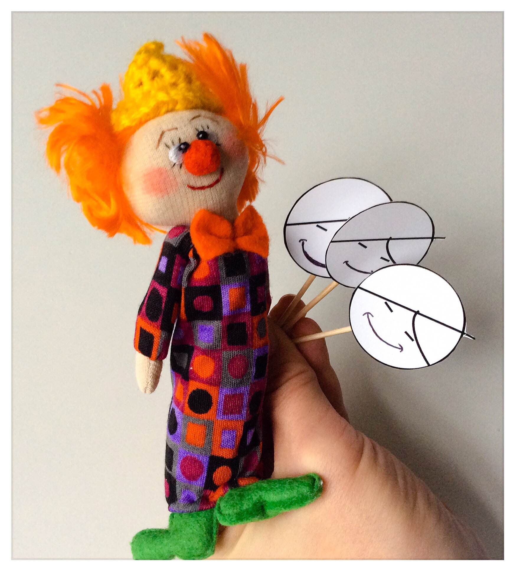 Finger puppet Happy Clown. - Etsy France