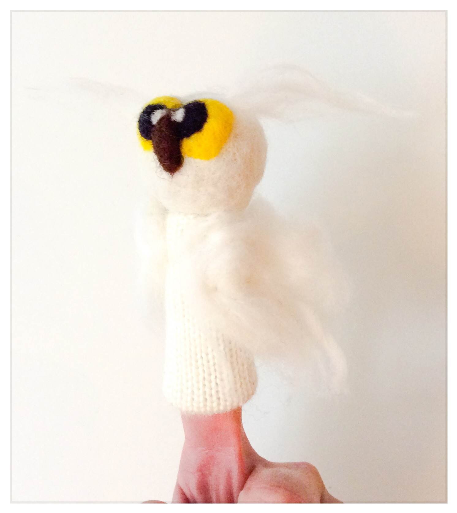 Finger Wool Puppet White Owl. - Etsy