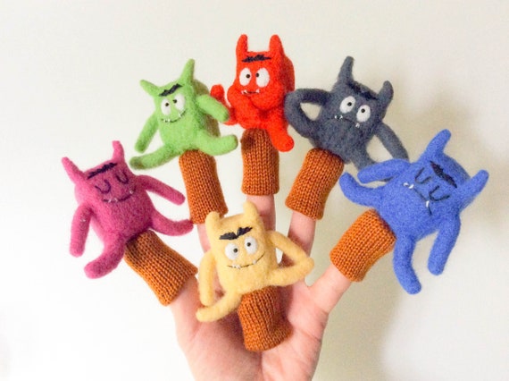 6 Finger Wool Puppets Colors and Emotions. Etsy Australia