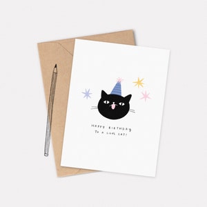 Happy Birthday to a Cool Cat Card / Illustrated Cat Greetings - Etsy