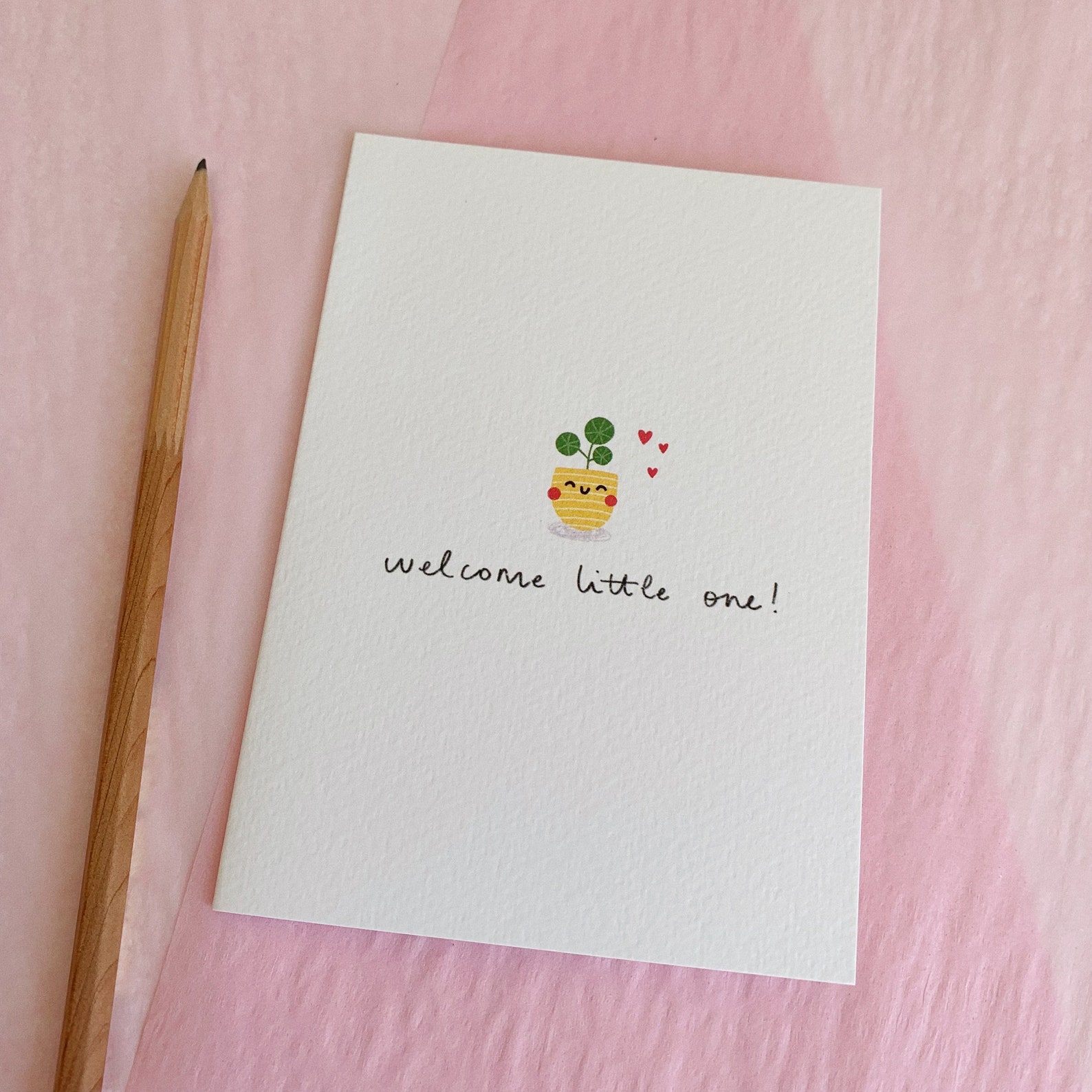 Welcome Little One Card / Illustrated Plant Greetings Card, Cute New ...