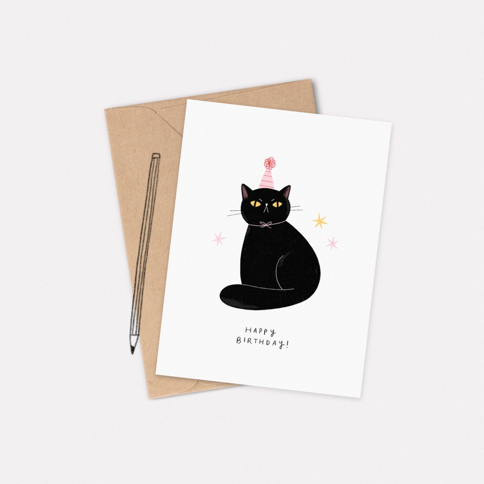 Happy Birthday Cat Card / Illustrated Cat Greetings Card - Etsy