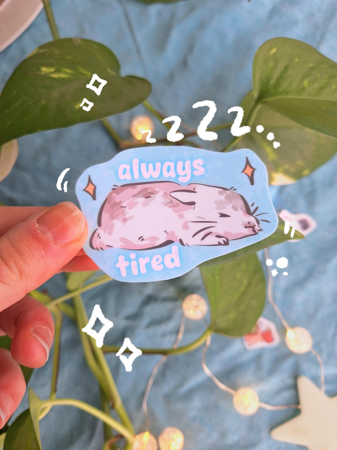 Always Tired | Adorable Bunny Sticker for Chronic Fatigue, Sleepy Eepy ...