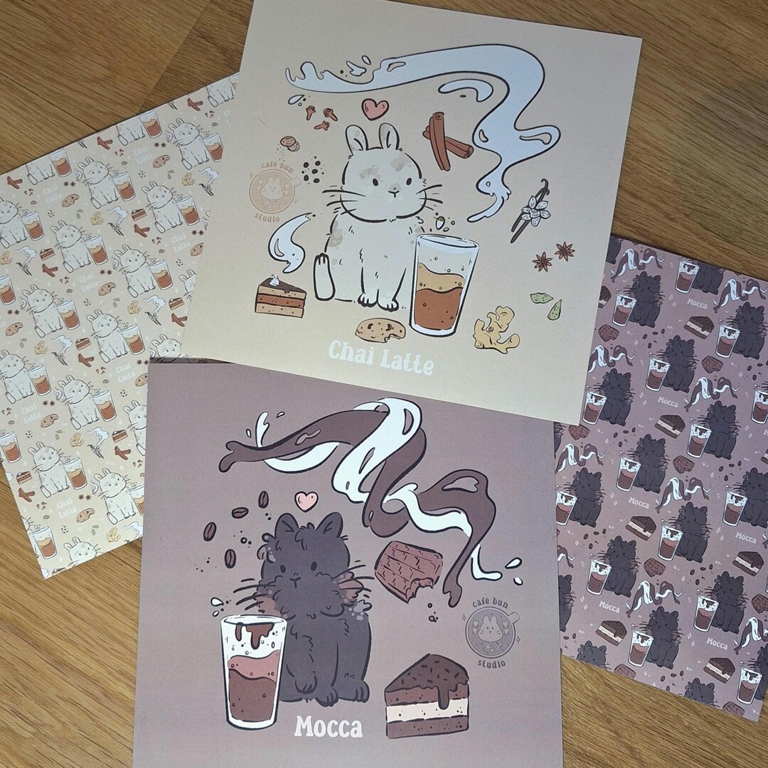 Bunny Café Drink Artprints | Adorable Chai Latte, Mocha, Mocha, Art ...