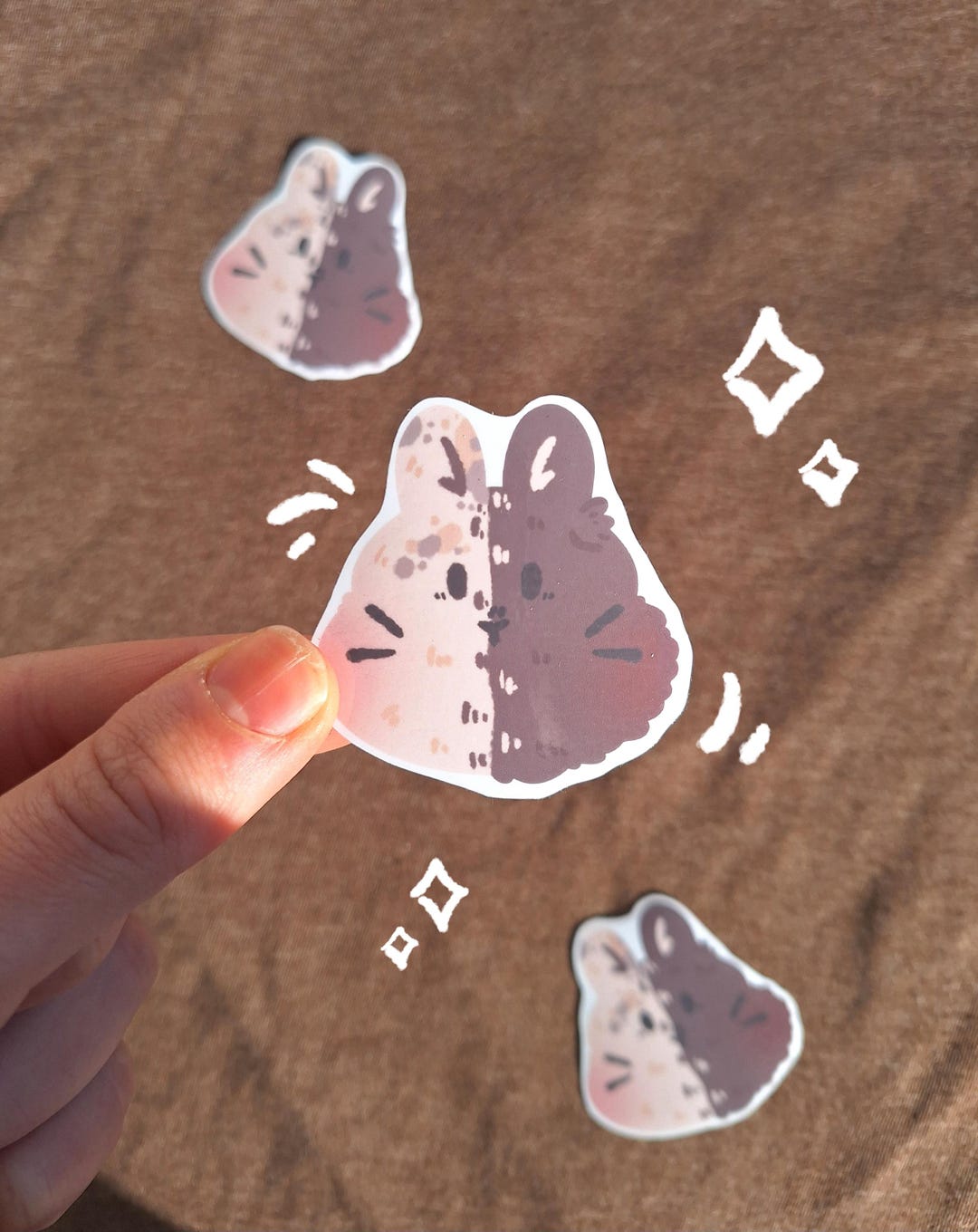 Mocha and Chai Adorable Bunny Face Vinyl Sticker Cute Kawaii Rabbit Art ...