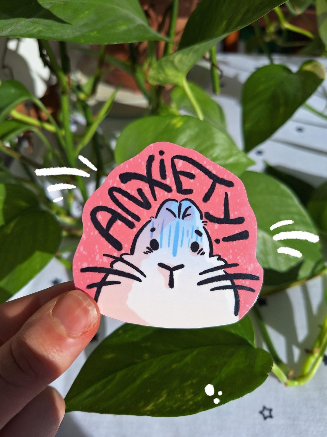 Anxiety Bunny Vinyl Sticker | Adorable Mental Health Animal Art, Cute ...