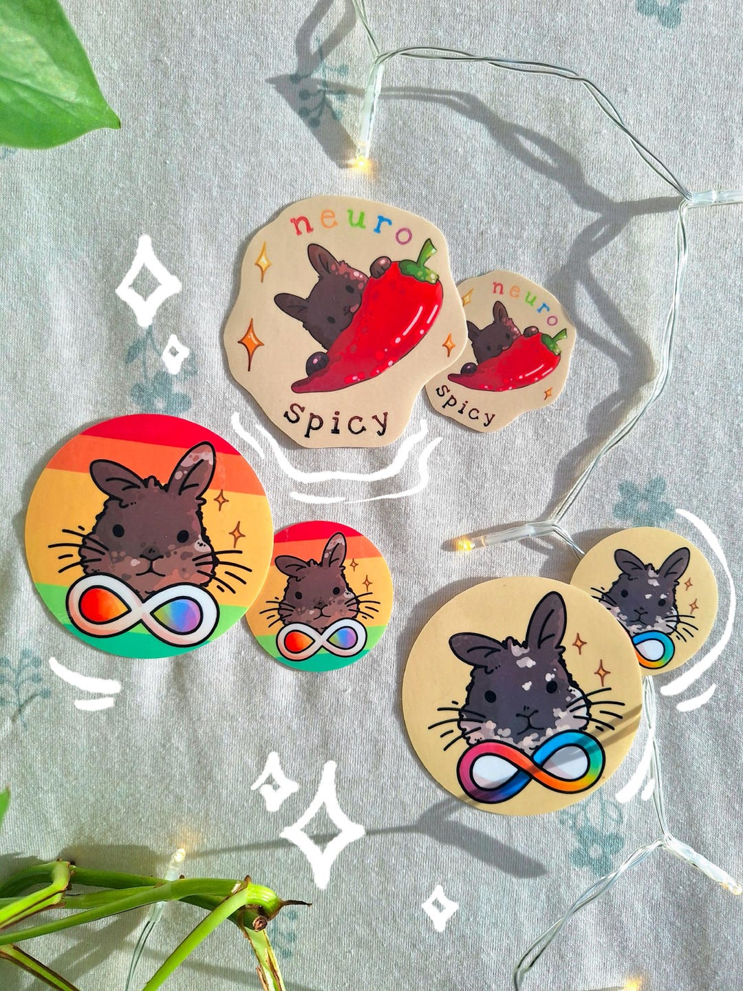 Set of Neurodivergent Bun Stickers | Cute Adorable Bunny Rabbit, for ...