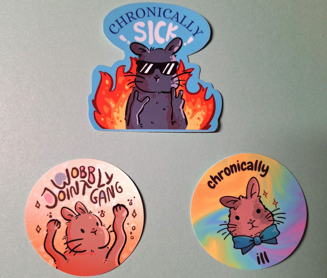 Chronic Illness Bunny Stickers | Funny and Cute Chronically Ill ...
